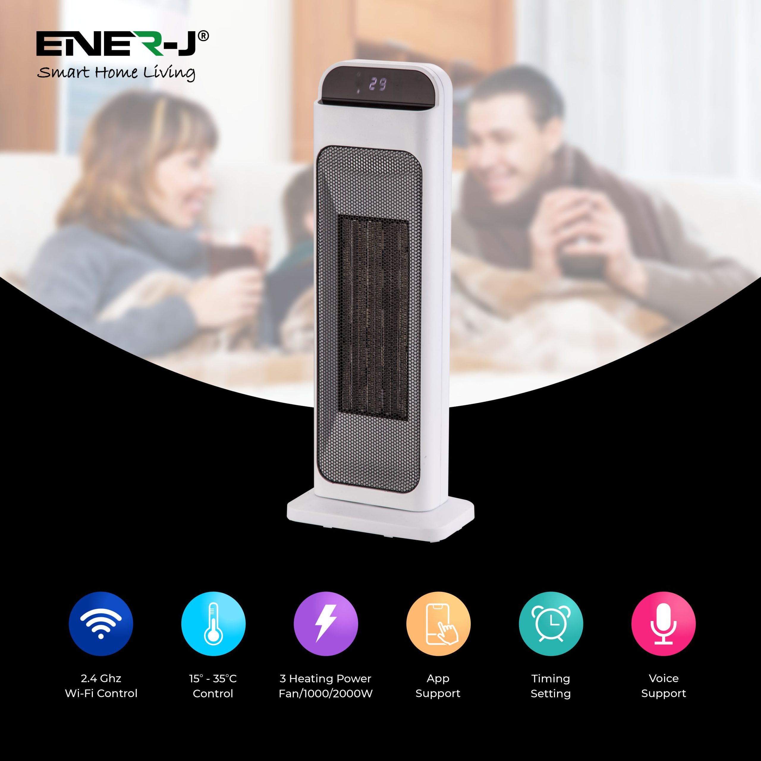 ENER-J Smart WiFi PTC Ceramic Heater | 2000W - Primus Online