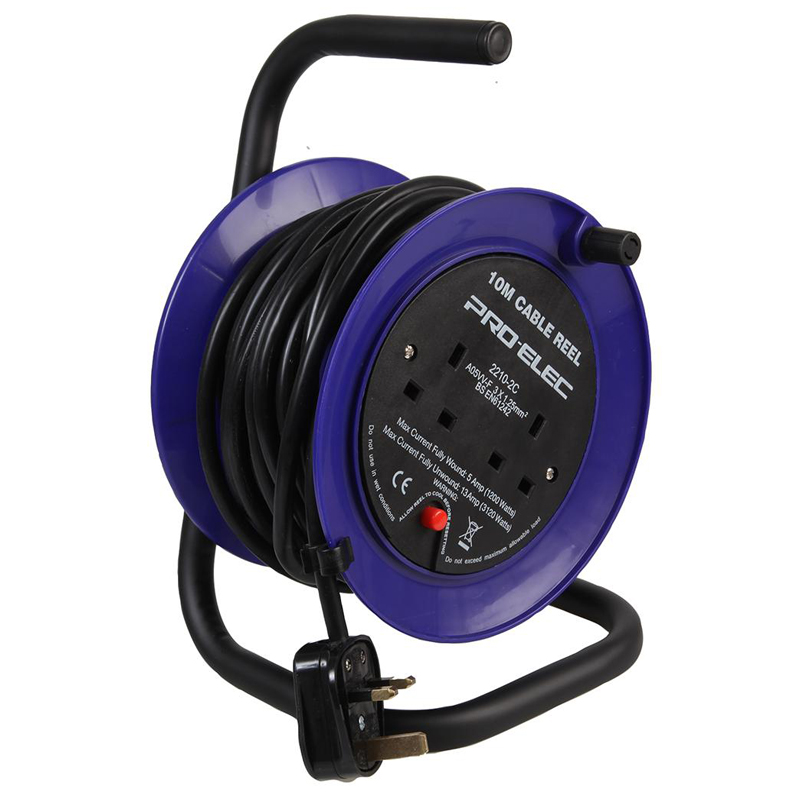 Pro Elec 2 Gang Mini Mains Extension Cable Reel | 10m - Electrical ...